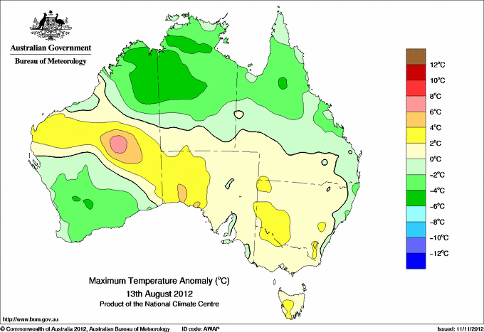 Australian Weather News -- 13 AUG 2012