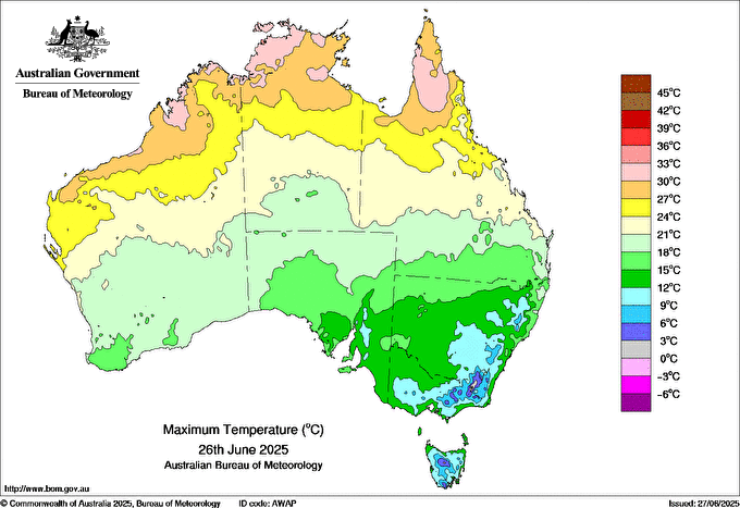 Australian Weather News -- 26 JUN 2025